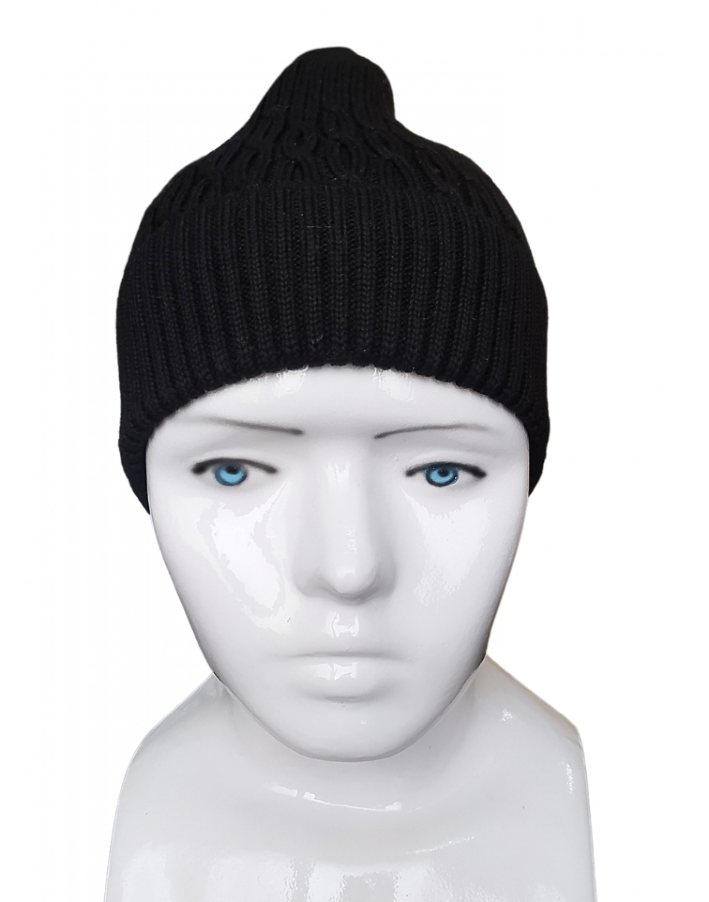 Shop Pure Wool Cap Self Design black at Woollen Wear
